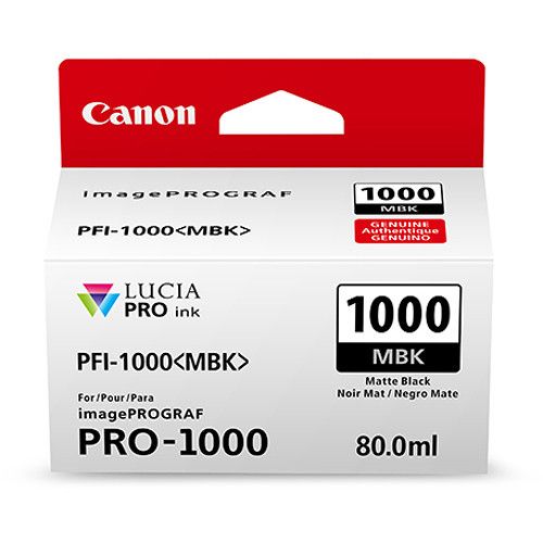 Tinta Canon PFI-1000 MBK 80ML Lucia Pro Matte Black Ink Tank - Fotomecánica