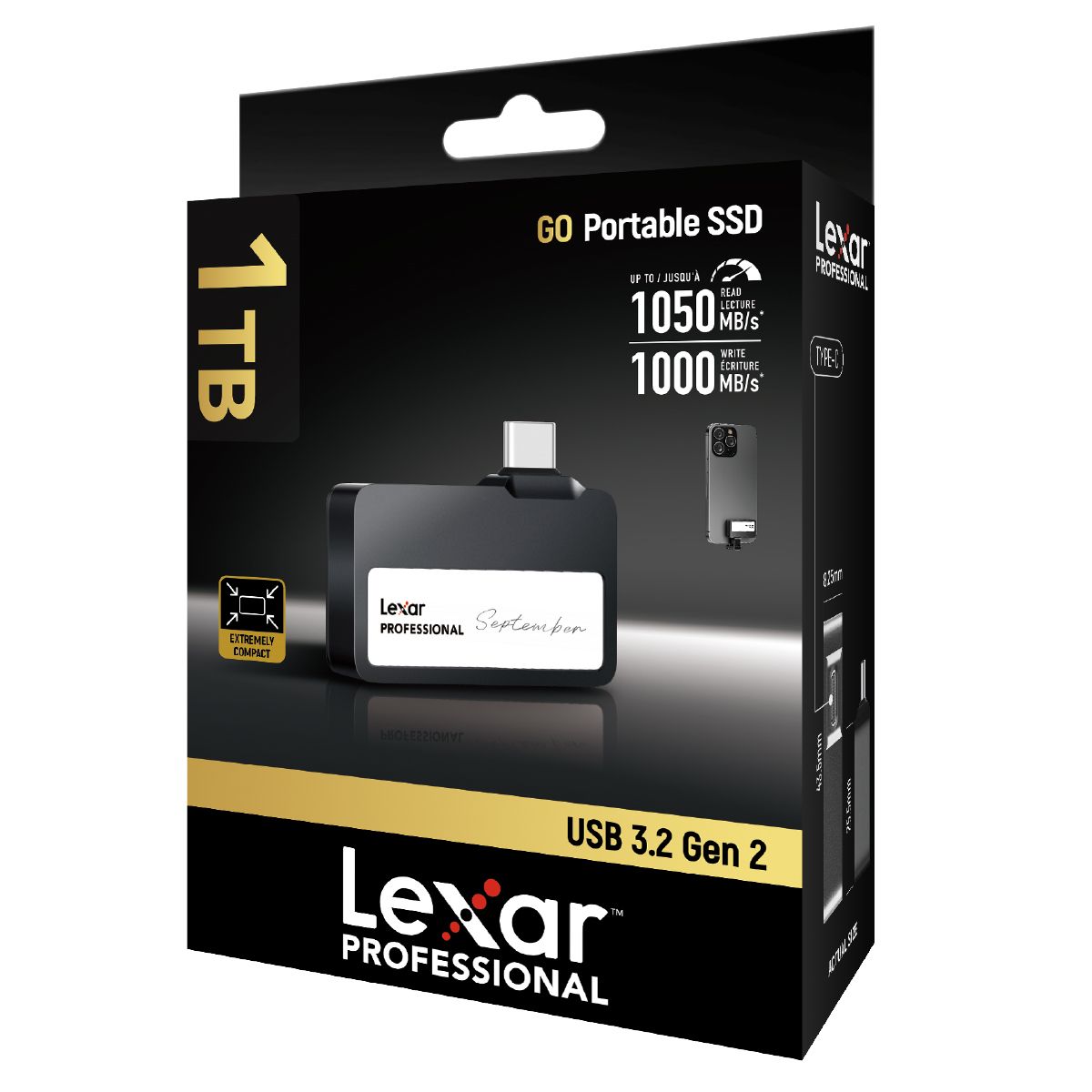 SSD Lexar 1TB SL400 Professional Go Portable SSD - Black - Fotomecánica