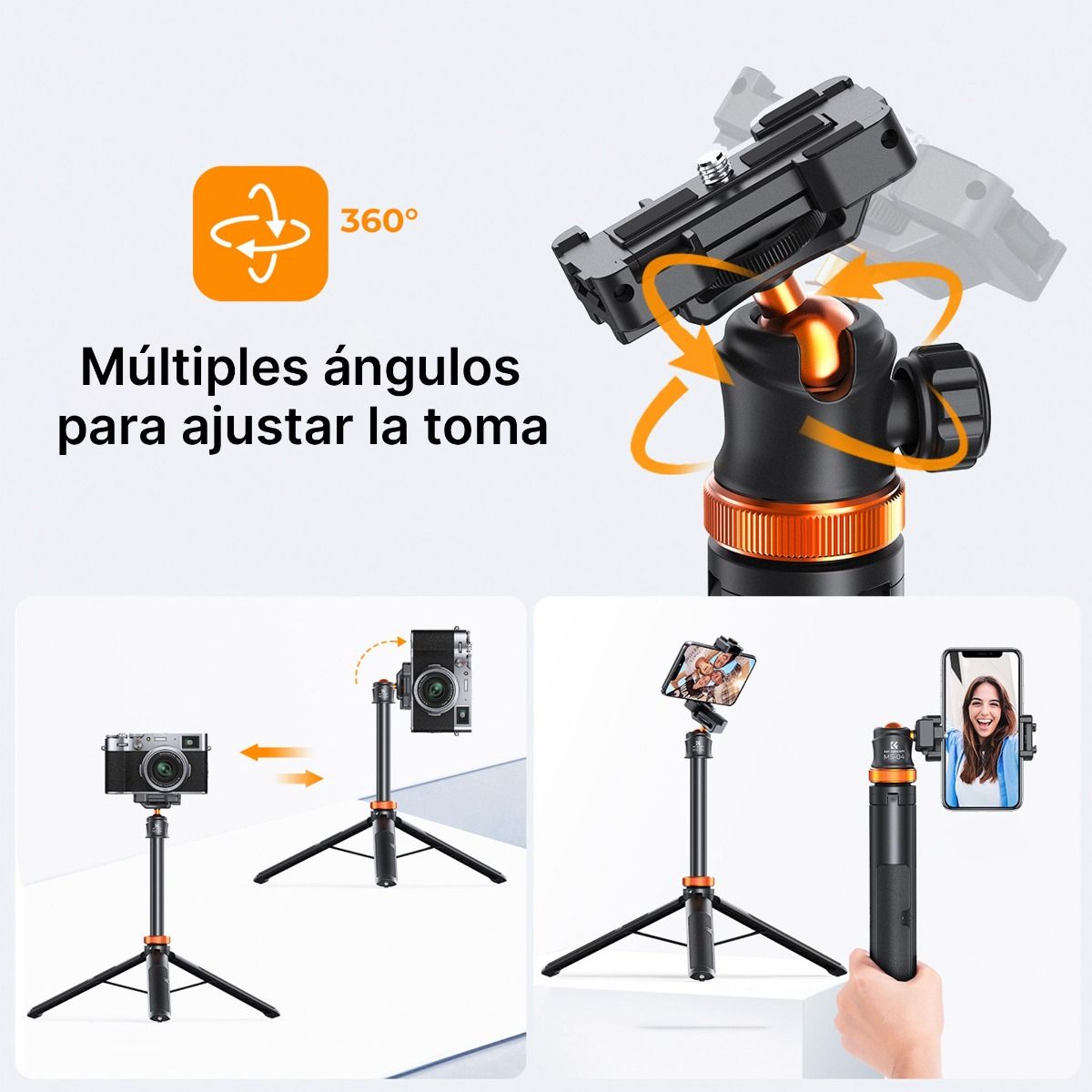 BASTON SELFIE STICK Y TRIPIE MOD MS04 K&F CONCEPT - Fotomecánica